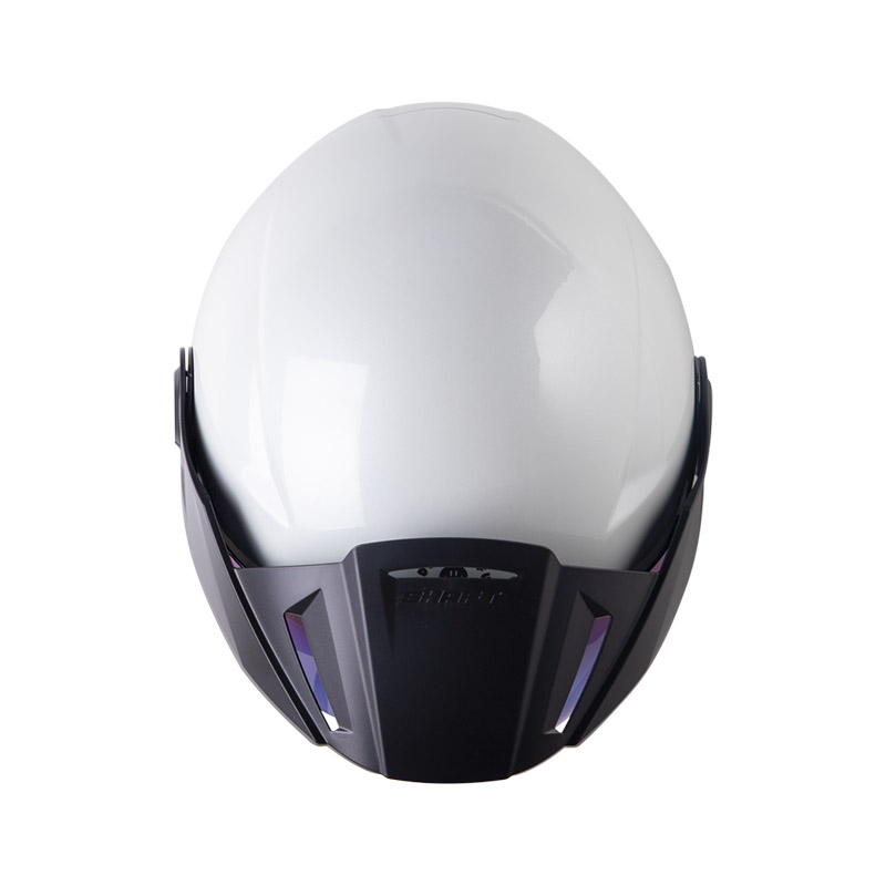 CASCO ABIERTO SHAFT SH212 SOLID BLANCO PERLA NEGRO BRILLO VISOR AZUL ...